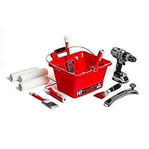 HANDy Paint Products Pro-Go Bucket Paint and Tool Bucket with Brush Holder That Attaches to Most Ladders, 1 Gallon, Red