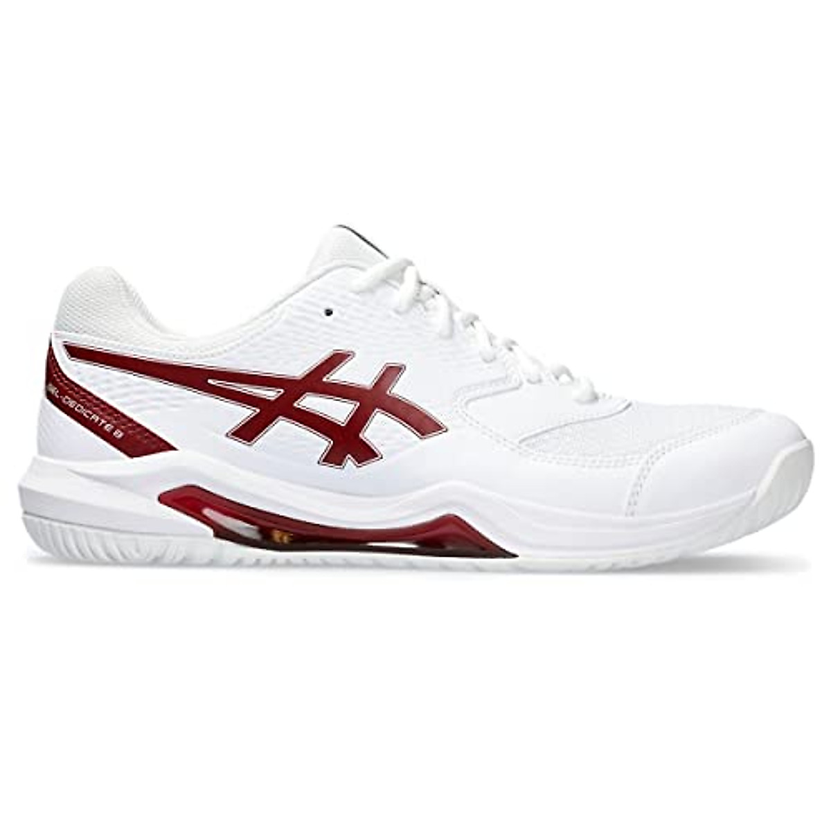 ASICS® GEL-Dedicate® 8 Tennis Shoes for Men – Synthetic Leather and Mesh Upper – EVA Midsole – Lace-up Closure White/Antique Red 10 D - Medium