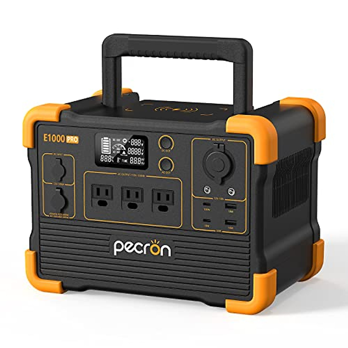 pecron Portable Power Station E1000PRO,1000Wh Solar Powered Generator with 3X120V/1200W AC Outlets PD100W Output Lithium Battery Backup for Outdoor Camping Emergency(Solar Panel Optional)
