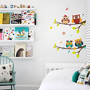 ElecMotive Wall Stickers of Tree Owls Wall Decals for Kids Rooms Nursery Baby Boys & Girls Bedroom