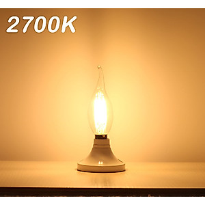 Lamsky E14 LED Bulb European Base 4W LED Chandelier Light Bulbs Dimmable 40W Equivalent,Flame Tip Candelabra LED Bulbs,110V 2700K Warm White,6 Pack