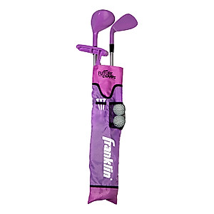 Franklin Sports Golf Set - Youth Adjustable Plastic Golf Club Set - Kids Golf Set with Bag & Balls - Adjustable Length Clubs For Toddlers - Pink