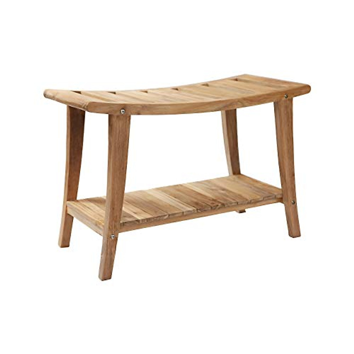 NORDIC STYLE TEAK Wood Shower and Spa Bench with Shelf, Indoor and Outdoor Use (30" Asian Style)