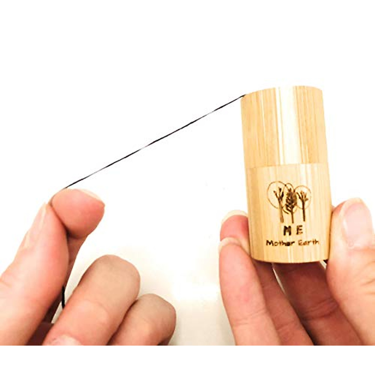 Vegan Biodegradable Bamboo Charcoal Dental Floss with Refillable Bamboo Container | Free Refill | Natural Candelilla Wax | 55yds x2 | Peppermint Essential Oil | Eco Friendly | Zero Waste Oral Care