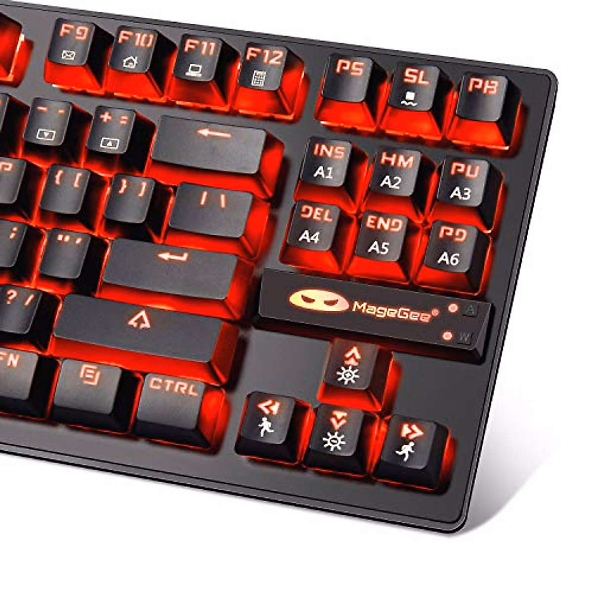 Mechanical Gaming Keyboard - MK1 RED LED Backlit Mechanical Keyboards - Small Compact 87 Key Metal Mechanical Computer Keyboard USB Wired Blue Equivalent Switches for Windows PC Gamers - Black