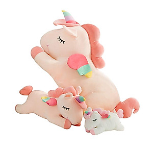 AIXINI Plush Unicorn Stuffed Animal Pillows Toy, 11.8 Inch Cute Soft Pink Unicorn Plushie Dolls with Rainbow Wings