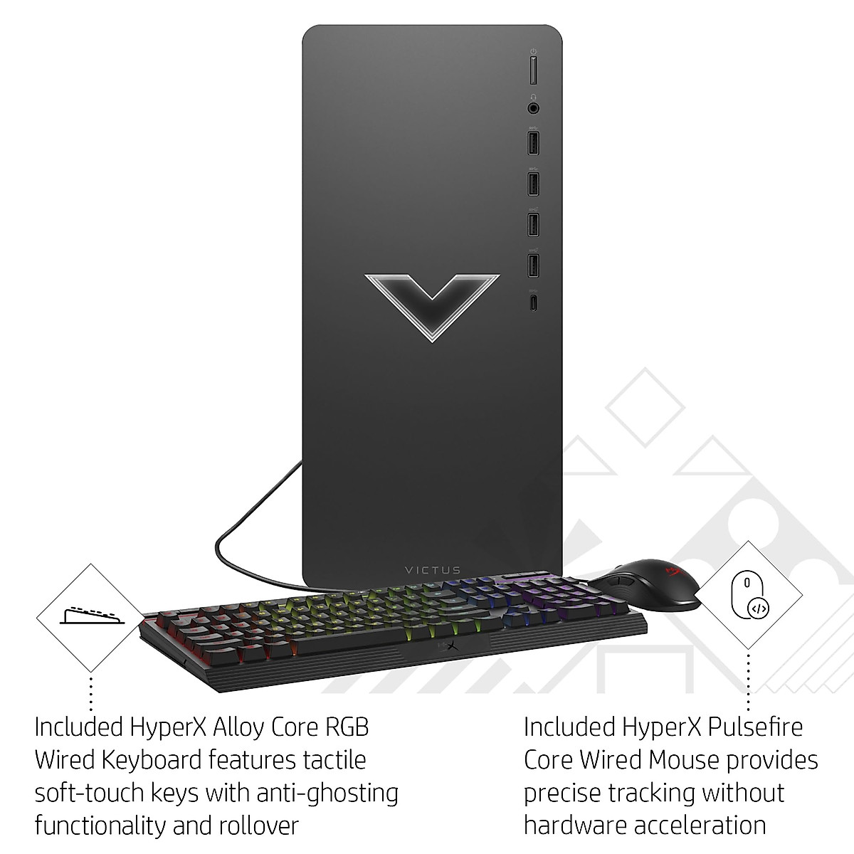 Victus 15L Gaming Desktop HyperX Bundle, 13th Generation Intel Core i7-13700F, 16 GB RAM, 512 GB SSD, NVIDIA GeForce RTX 3060 Graphics, Windows 11 Home, TG02-1030h (2023)