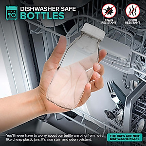 Stock Your Home 12 oz Glass Juice Bottles With Caps (6 Pack) - Reusable Glass Bottles with 10 Tamper Proof Snap-On Caps - Food Grade Glass Bottles - Juice Containers with Lids for Cold Beverages