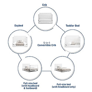 Graco Asheville 4-in-1 Convertible Crib with Drawer (White) – GREENGUARD Gold Certified, Crib with Drawer Combo, Full-Size Nursery Storage Drawer, Converts to Toddler Bed, Daybed and Full-Size Bed