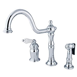 Kingston Brass KS1811PLBS Heritage Widespread Kitchen Faucet, Polished Chrome,11 x 9.63 x 2.5