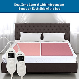 BodyMed Heated Mattress Pad with Skirt, Queen, 60 in. x 80 in. – Fitted Electric Mattress Topper with Temperature Control – Includes Two Controllers – Quilted, Washable, Mattress Protector for Heat