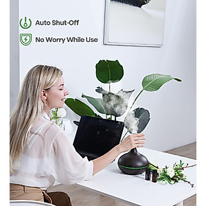 SEDAVY Oil Diffuser, 500ml Aromatherapy Diffuser with 6x10ml Included, 7x2 Colorful LED Night Light, 23dB Quiet BPA-Free Essential Oil Diffusers for Home, 16H Lasting, 4 Timers, Auto Off, Black