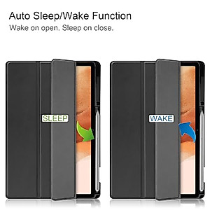Case for Samsung Galaxy Tab S7 FE 12.4-Inch 2021 Release Model (SM-T730/733/736/738) Smart Slim Tri-Fold Tablet TPU Leather Cover With Auto Wake/Sleep for Samsung Galaxy Tab S7 FE Cover (Black)