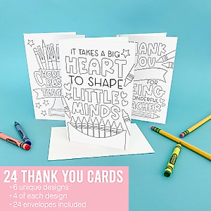 24 Fill In The Blank Teacher Thank You Cards From Student - Teacher Gift Card Teacher Appreciation Cards Bulk, Thank You Teacher Cards From Student, Bulk Thank You Cards For Teachers Appreciation Card