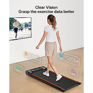 Walking Pad, UREVO Under Desk Treadmill for Home Office, Portable Walking Pad Treadmill Under Desk with Wider Running Belt, Dual Control
