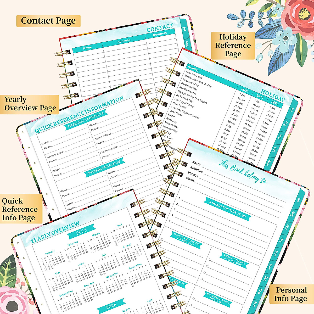Planner 2023-2024 - July 2023 - June 2024 Weekly Monthly Planner 2023-2024, 6.4 x 8.5 Academic Planner, Calendar Planner 2023-2024 with Monthly Tabs, Hardcover, Elastic Closure
