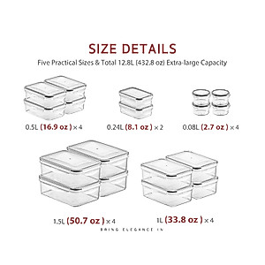 Syntus Food Storage Containers with Lids, 18 Pack (36 Pieces) 12.8L Plastic Airtight Reusable Meal Prep Lunch Containers for Kitchen & Pantry Organization