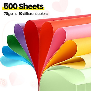 500 Pieces Construction Paper Bulk 12'' x 18'' Card Stock Printer Paper Craft Lightweight Art Colored Paper for Kids Adults School Drawing(Fresh Color)