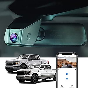 Fitcamx 4K Dash Cam Compatible with Ford F150 2021 2022 Limited XLT XL Raptor Lariat Platinum King Ranch Tremor, OEM Factory Style, UHD 2160P Video WiFi, G-Sensor, Loop Recording, Plug&Play, 64GB Card