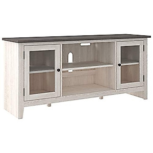 Signature Design by Ashley Dorrinson Farmhouse TV Stand with Fireplace Option, Fits TVs up to 58", Whitewash