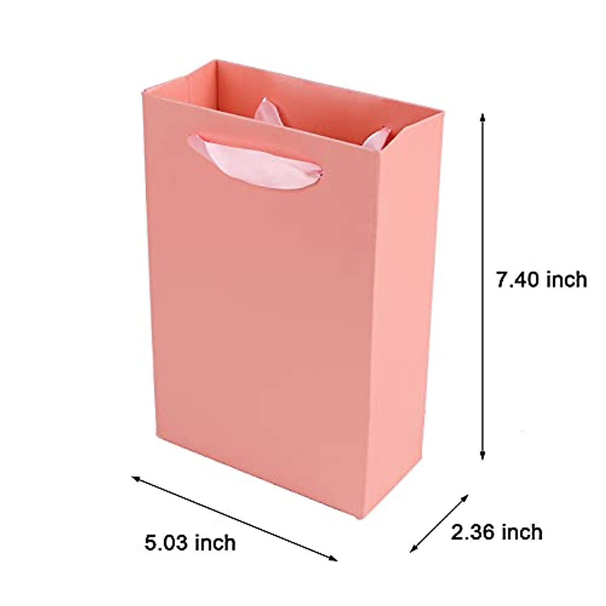Dasofine Pink Gift Bags 12 Pack 5.03‘’ × 2.36‘’ × 7.40‘’ Small Gift Bags Paper Party Favor Bag with Handle, Retail Bag for Shopping, School, Office