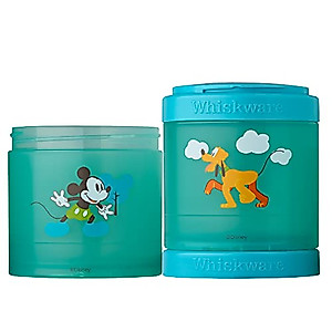 Whiskware Disney Stackable Snack Containers for Kids and Toddlers, 3 Stackable Snack Cups for School and Travel, Mickey and Pluto