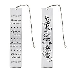 Jzxwan Happy 68th Birthday Gifts for Women Men, 68 Year Old Birthday Bookmark Gift for Him Her, Happy 68 Yr Bday Book Mark for Female Male, 1956 Bd Present, 68 th Birthday Card Decoration