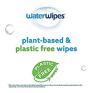 WaterWipes Plastic-Free Original Baby Wipes, 99.9% Water Based Wipes, Unscented & Hypoallergenic for Sensitive Skin, 540 Count (9 packs), Packaging May Vary