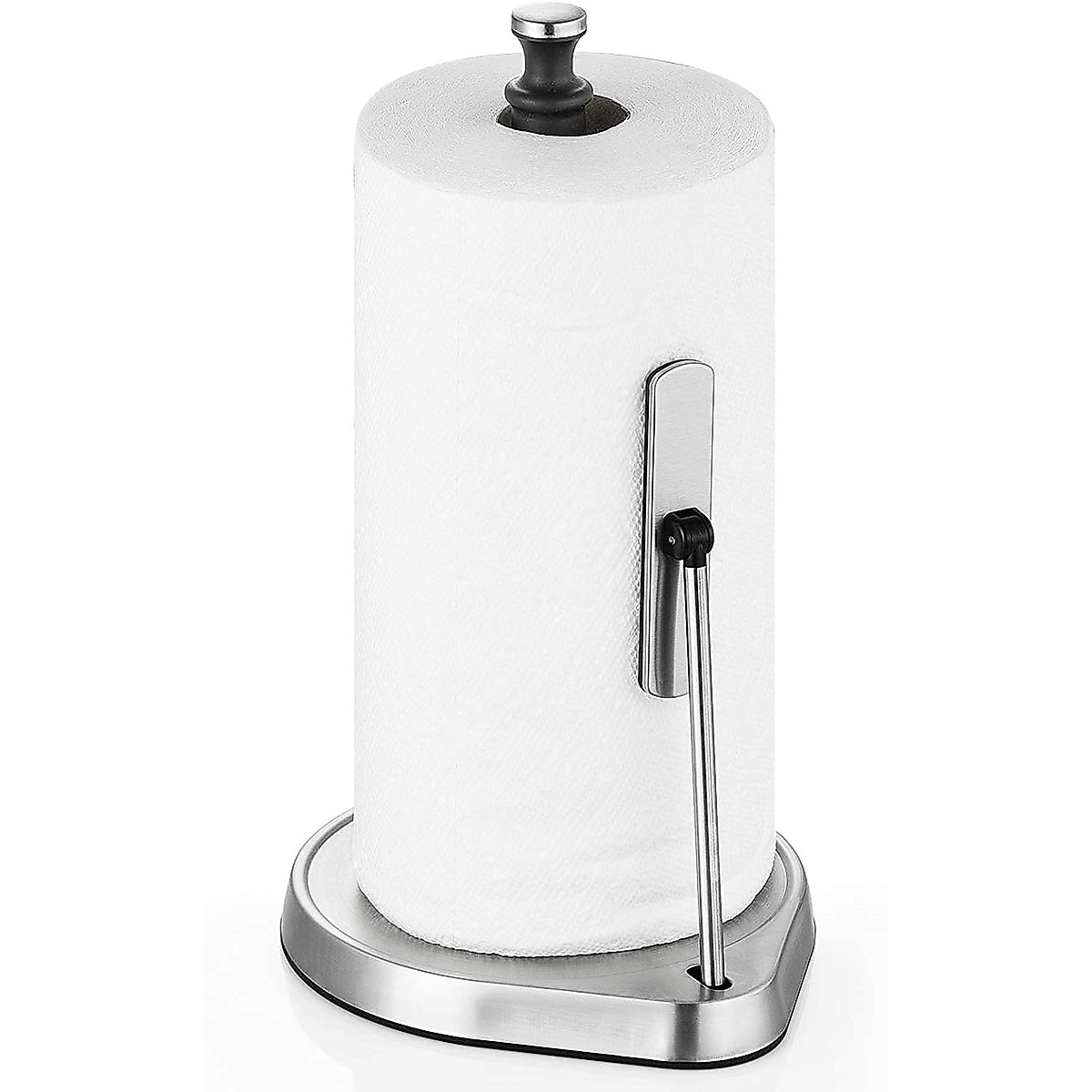 Tension Arm Paper Towel Holder, Hystun Single Tear Paper Towel Holder Countertop Standing Paper Towel Holder Easy to Tear Paper Stainless Steel Paper Towel Holder for Kitchen & Dining Room Table