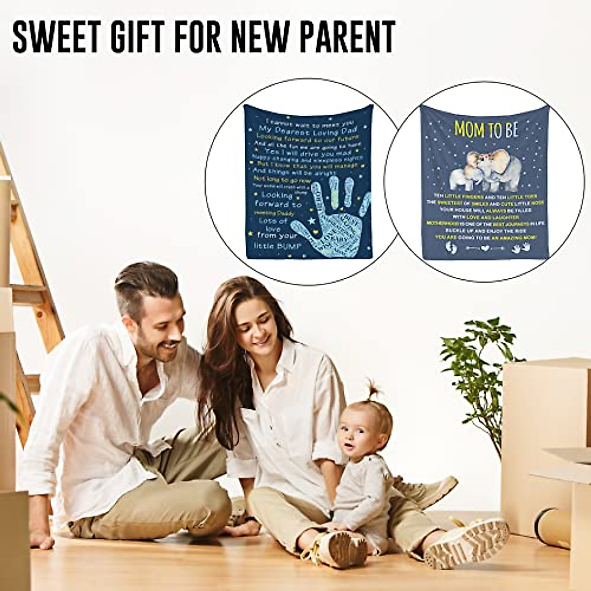 Omokil New Mom Gifts for Women, First Time Mom Gift, Pregnancy Gifts, New Mom Essentials, Postpartum Gifts for Mom, Mom to Be Gift, Gender Reveal Gifts Blanket for New Parents - 60" X 50"