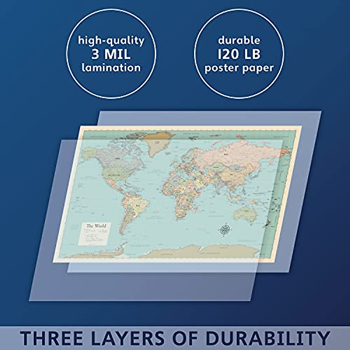 World Map Poster Chart [Tan/Color] (Laminated, 18” x 29”)