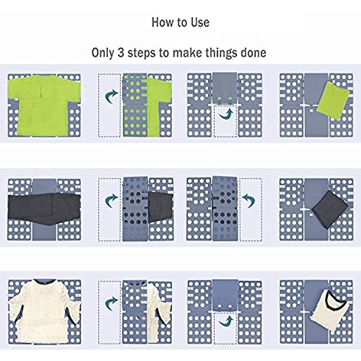 Wesuy Shirt Folding Board, 27.56 x 22.44 T Shirt Folder, Easy and Fast Flip Fold Clothes Folding Board, Durable Plastic Laundry Folders Collapsible Liner for Easy Storage and Travel (Gray)