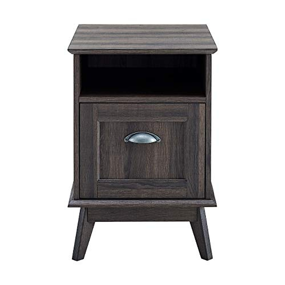 Newport Series Tall Wooden Home Office File Cabinet with Fully Extended Drawer | Side End Table | Sturdy and Stylish | Easy Assembly | Smoke Oak Wood Look Accent Living Room Furniture
