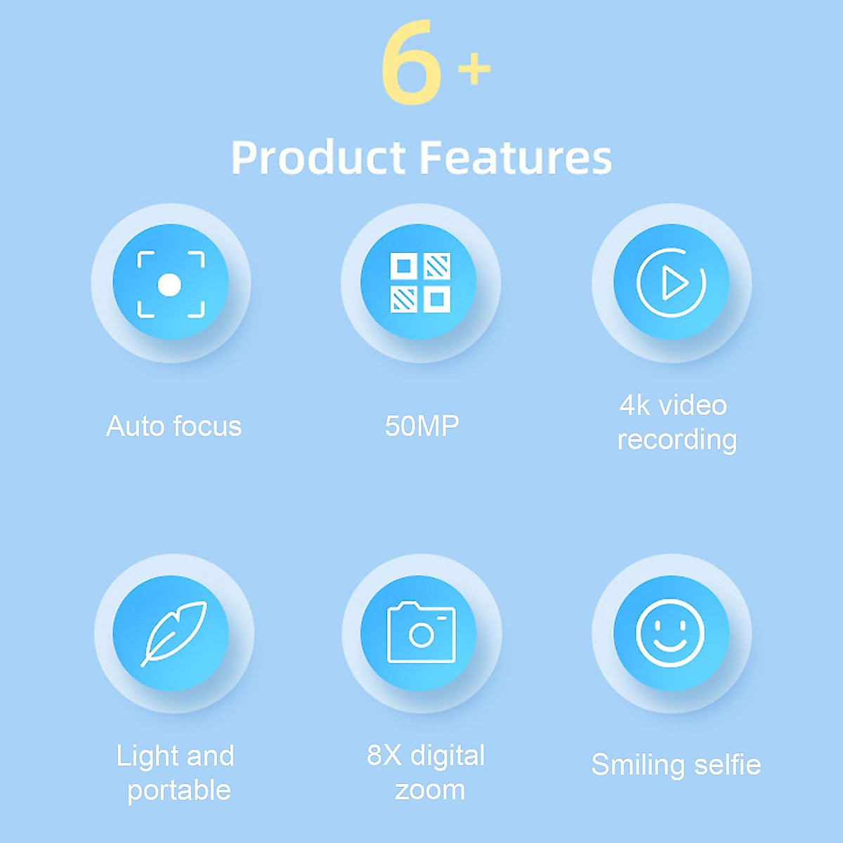 Compact Small Camera, 4K Video Output 50MP 16X Zoom Vlogging Camera for Ceremony (White)