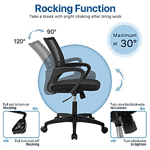 Hkeli Home Office Chair Mesh Ergonomic Desk Chair Computer Chairs Adjustable Height Mid Back Task Chair with Lumbar Support Armrest Executive Rolling Swivel Chair for Women Adults (Black)