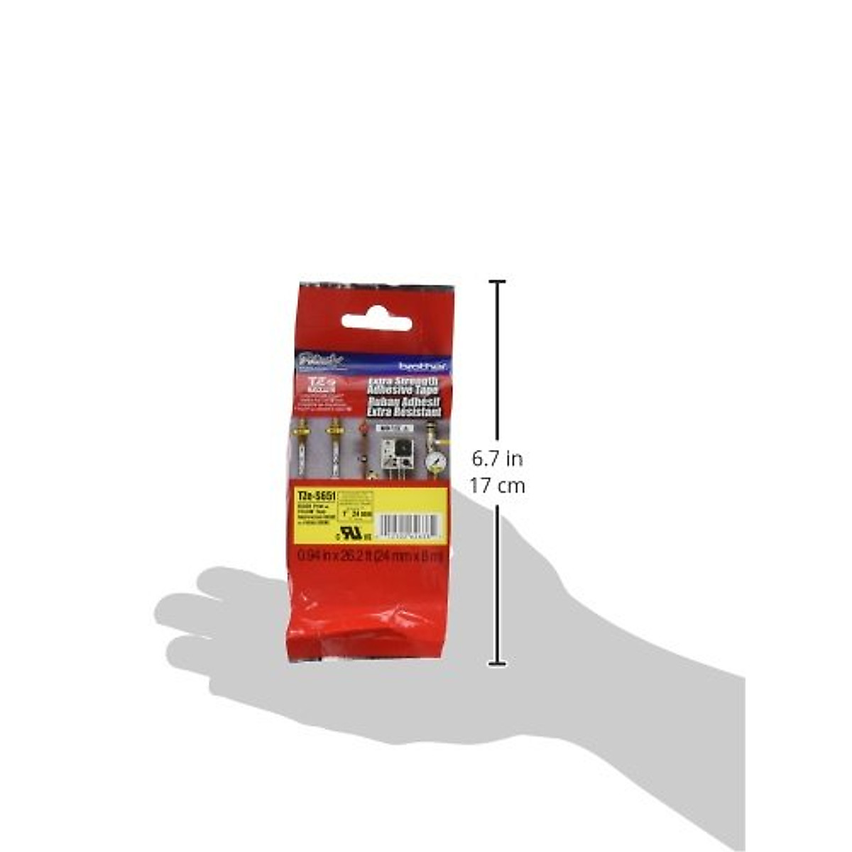 Brother Genuine P-touch TZE-S651 Tape, 1" (0.94") Wide Extra-Strength Adhesive Laminated Tape, Black on Yellow, Laminated for Indoor or Outdoor Use, Water-Resistant,0.94" x 26.2' (24mm x 8M), TZES651