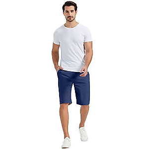 Janmid Men's Shorts Casual Classic Fit Drawstring Summer Beach Shorts with Elastic Waist and Pockets Navy Blue XL