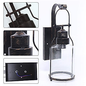 XUANIIIL Farmhouse Wall Sconces Lighting, Industrial Rustic Porch Wall Lamp Fixture with Clear Glass Shade, Exterior Retro Lantern Wall Light for Outdoor/Indoor/Bedroom