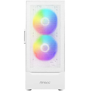 Antec NX410 ATX Mid-Tower Case, Tempered Glass Side Panel, Full Side View, Pre-Installed 2 x 140mm in Front & 1 x 120 mm ARGB Fans in Rear (White) (9734088000)
