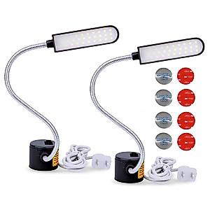 EVISWIY Sewing Machine Light LED Lighting (30LEDs) 6 Watt Multifunctional Flexible Gooseneck Arm Work Lamp with Magnetic Mounting Base for Workbench Lathe Drill Press 2 Pack