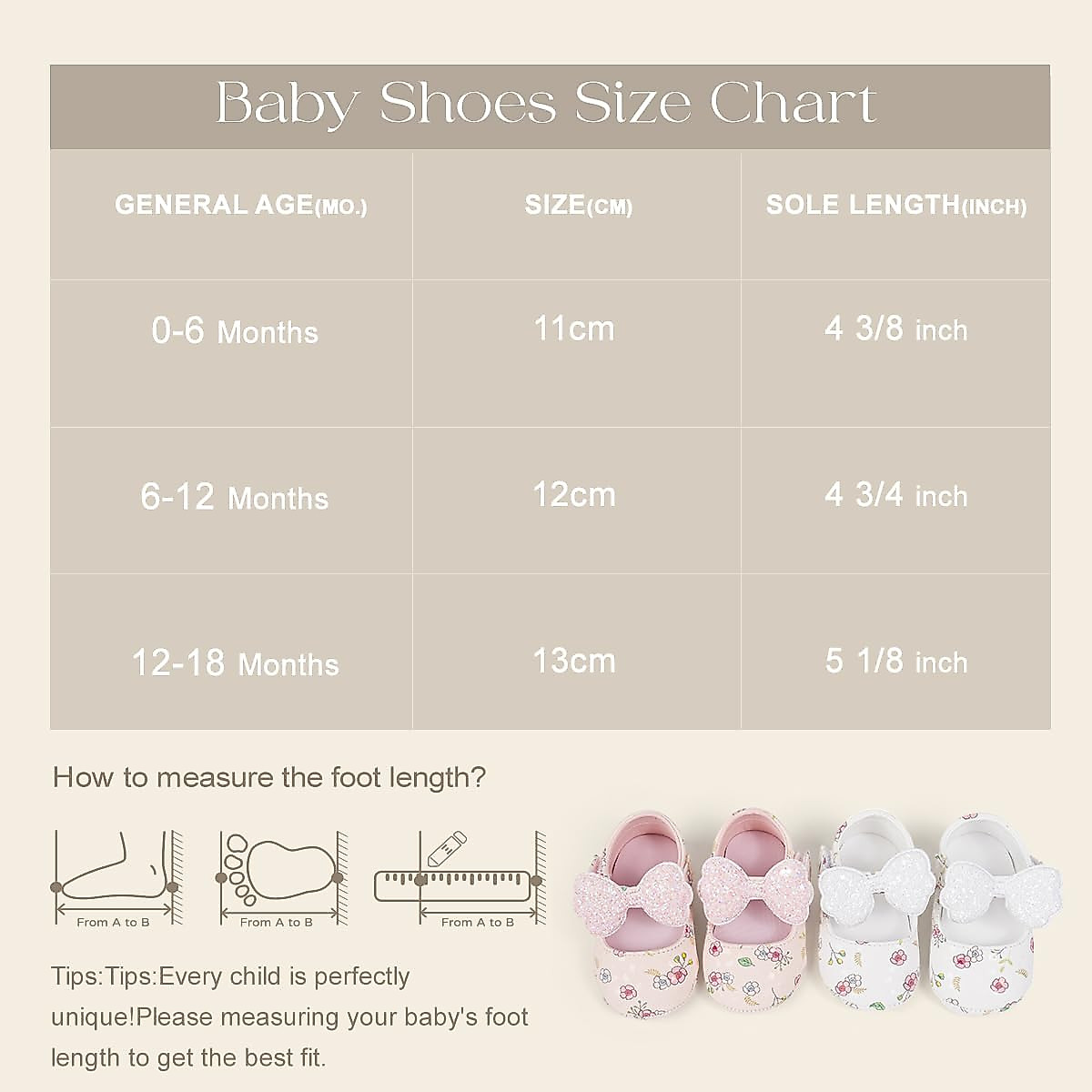 Meckior Infant Baby Girls Boys Handmade Princess Flats Toddler First Walkers Soft PU Leather Non-Slip Crib Wedding Dress Shoes