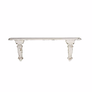 Deco 79 Rustic Fiberglass and Wood Floating Shelf, 7" x 39" x 13", White