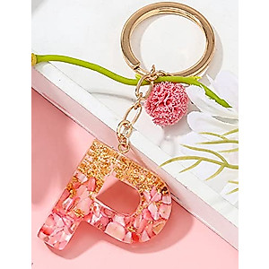 MBOAH Pink Initial Letter Keychain for Women、Kids、Teens、Girls、Sisters、Couples，Cute Key Chain Accessories for Car Keys、Wallet、Backpack，Personalized Funny Gift for Girlfriend、Boyfriend、Family(Letter：H)