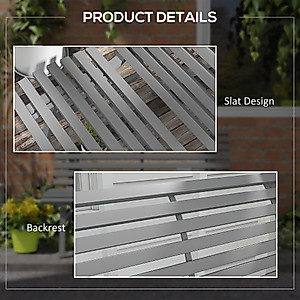 Outsunny 48.5" Garden Bench, Outdoor Patio Bench, Lightweight Aluminum Park Bench with Slatted Seat for Lawn, Park, Deck, Gray