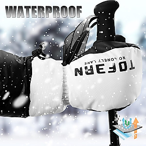 Tofern Snow Ski Mittens Waterproof Insulated for Women & Men, Inner Finger Glove, Flexible Thermal Couples Winter Sport Adult Gloves for Skiing Snowboarding, Leather Palm