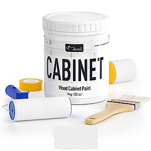 DWIL Cabinet Paint All Match - 32 OZ White | Waterproof, No Sanding, Low Odor | Kitchen and Bathroom Cabinet Makeover Kit