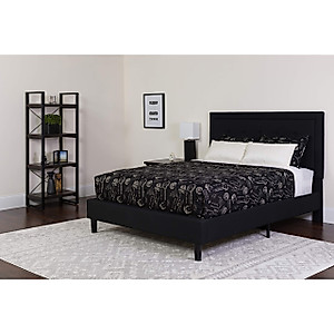 Flash Furniture Roxbury Full Size Tufted Upholstered Platform Bed in Black Fabric