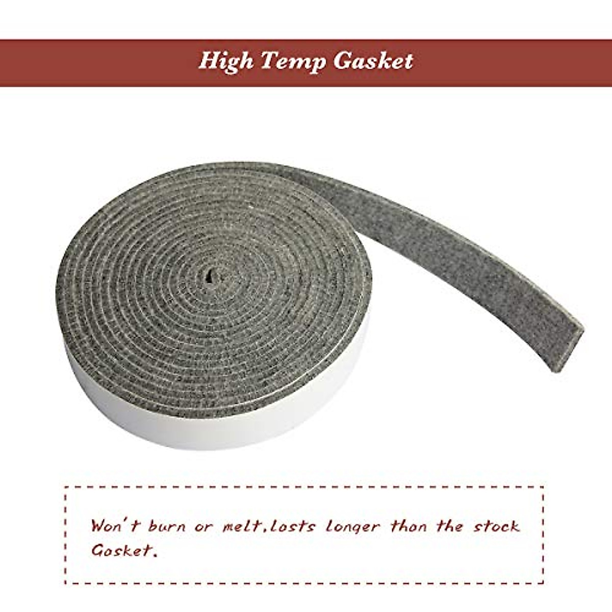High Temp Grill Gasket Replacement High Heat Felt Fit for Kamado Joe Classic and Big Joe,Kamado Joe Accessories BBQ Smoker Gasket Adhesive Pre-Shrunk Self Stick Felt 15ft Long, 1.14"Wide,0.14"Thick