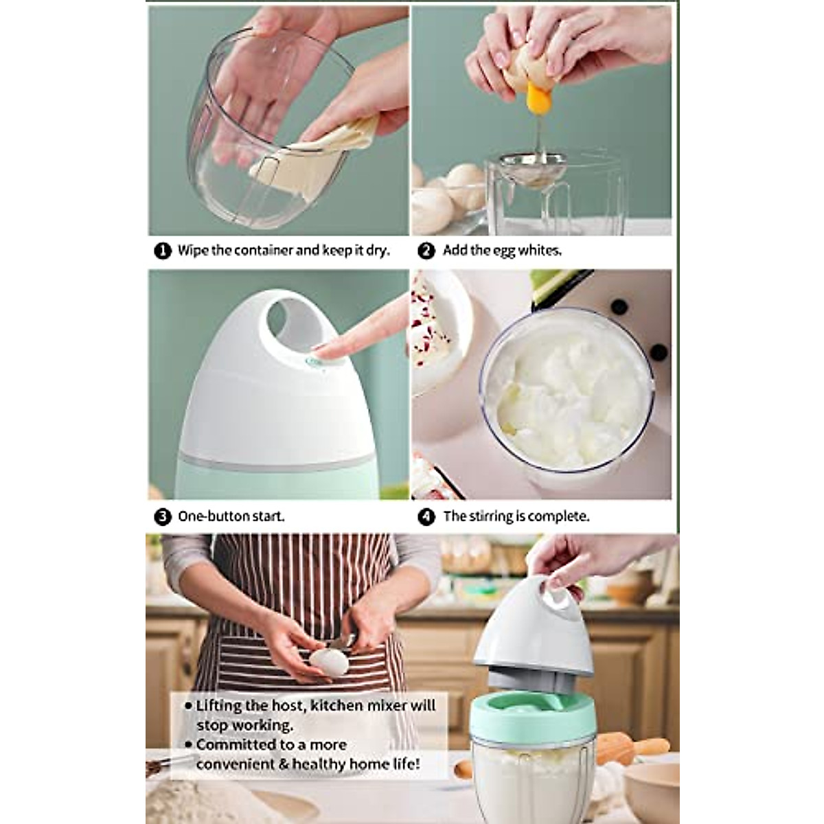 MIGECON Stand Mixer Electric Kitchen Mixer Egg Stand Milk Frother Hands-free Mixer Electric Whisk Drink Mixer for Food Whipping,Whisk Egg White,Cake Mixer, Chocolate Milk Mixer 900ml