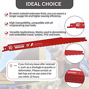 25 Pack 9 Inch 6/12 TPI Reciprocating Saw Blades, Stud and Nail Saw Blades, Bi-Metal 9" 6-12 TPI Saw Blade for Cutting Wood and Nail-Embedded Wood, Metals, PVC, Pallets etc, with Organizer Case